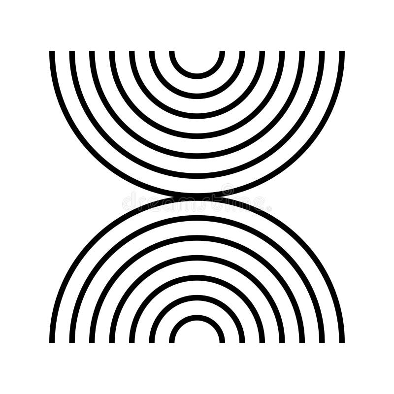 Concentric Arch Lines Isolated on White Background. Simple Geometric ...