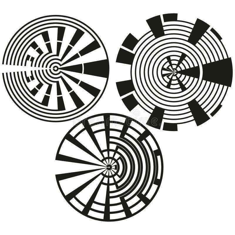 Concentric Circle Design. Abstract Spiral Pattern. Vector Radial ...