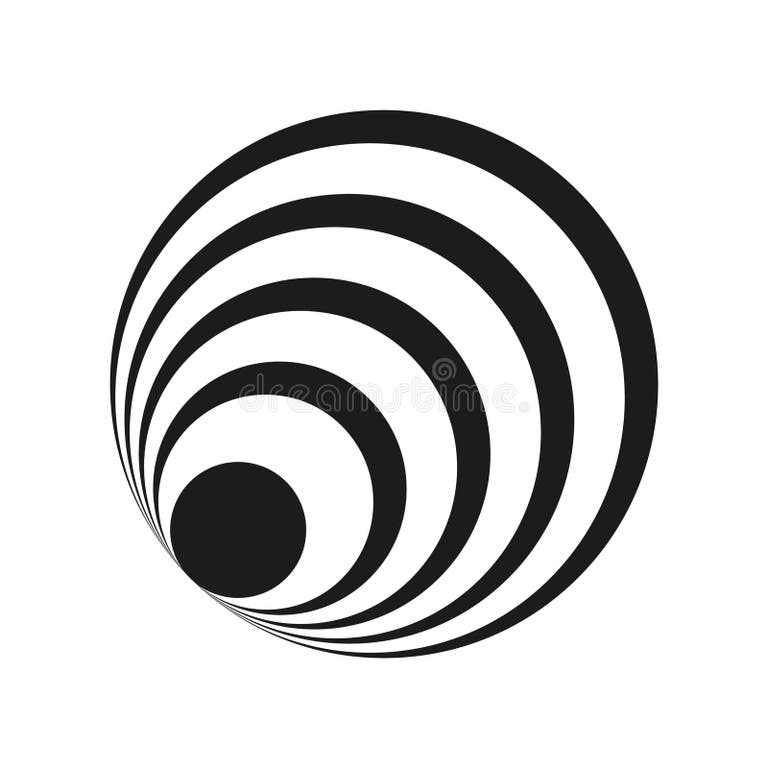 Concentric Circle Design. Optical Illusion Shape. Black Round Graphic ...