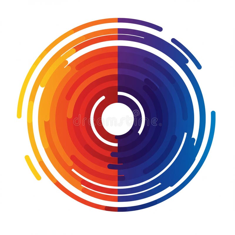Concentric Circle Design Split into Two Contrasting Halves. the Left ...
