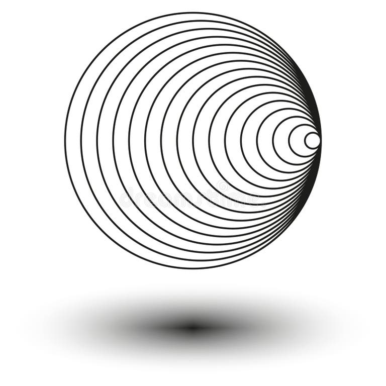 Concentric Circle Icon. Floating Sphere Shape. Drop Shadow Illusion ...