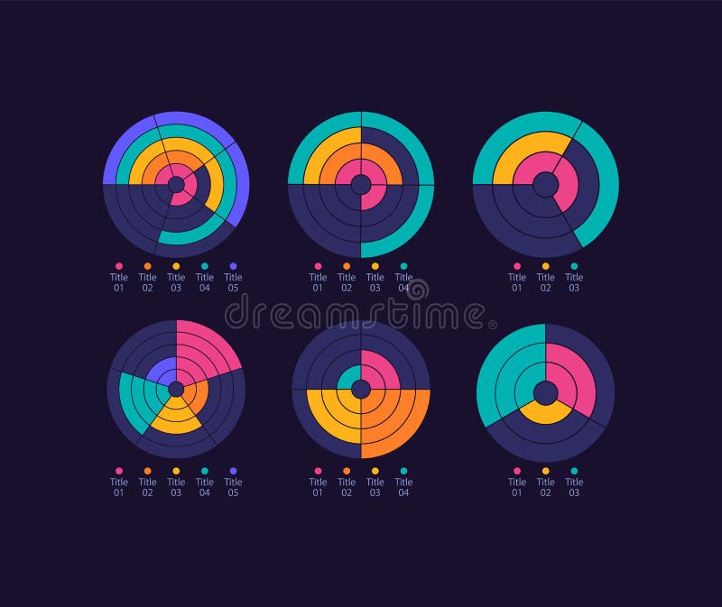 Concentric Circle Infographic Chart Design Template Set for Dark Theme ...
