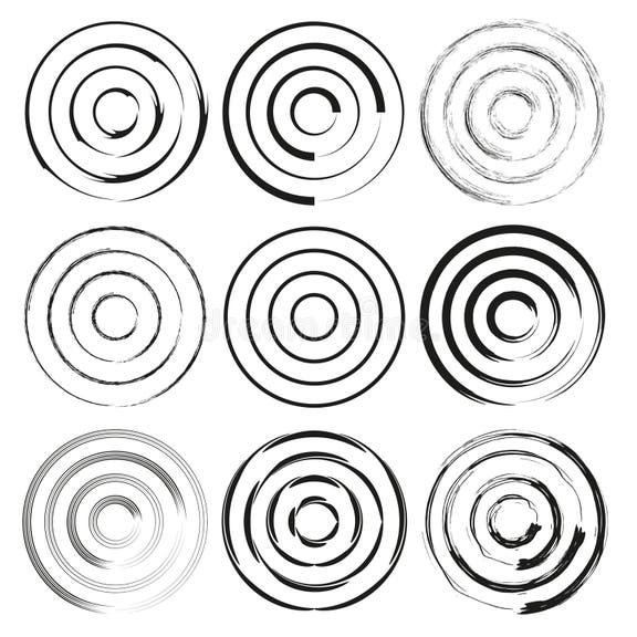 Concentric Circle Pattern. Spiral Ring Elements. Geometric Round Design ...