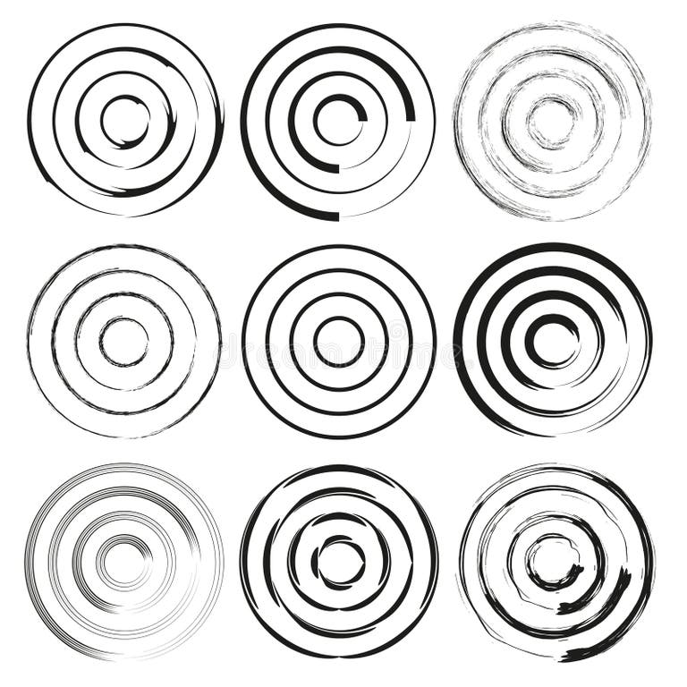Concentric Circle Pattern. Spiral Ring Elements. Geometric Round Design ...