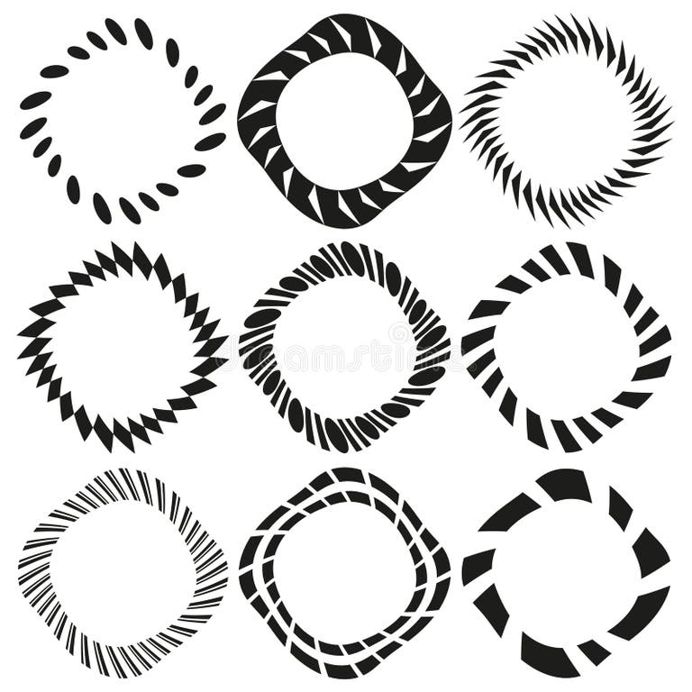 Concentric Circle Patterns. Abstract Vector Rings. Spiral Line Designs ...