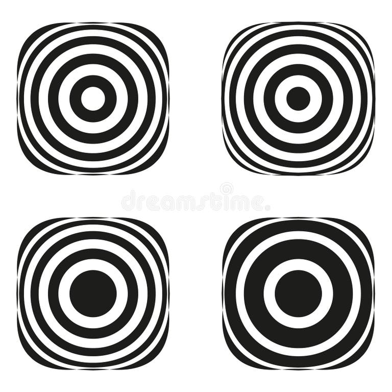 Concentric Circle Patterns. Ring Target Designs. Black Circular ...