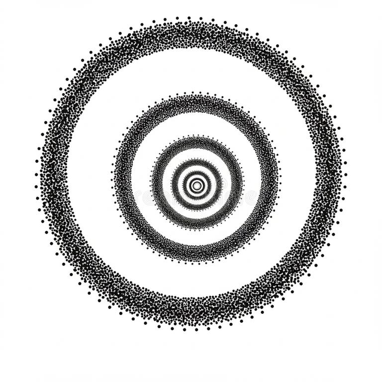Concentric Circles Composed of Numerous Small Black Dots Create a ...