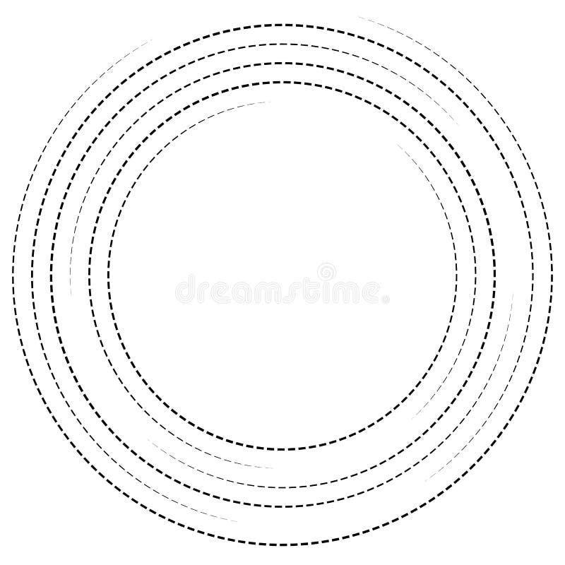 Concentric Circles with Dashed Lines. Circular Spiral Element Stock ...