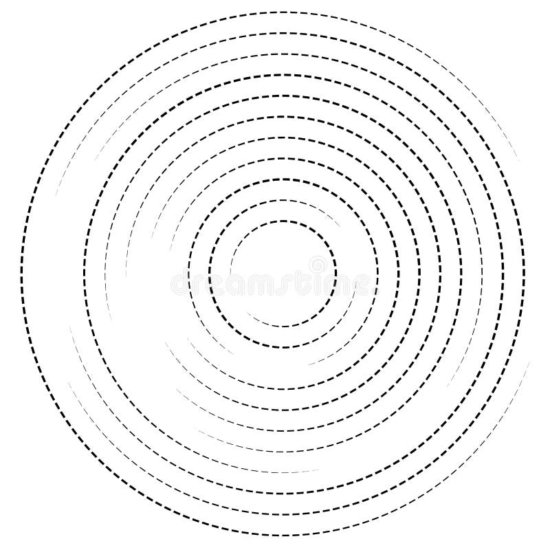Concentric Circles with Dashed Lines. Circular Spiral Element Stock ...