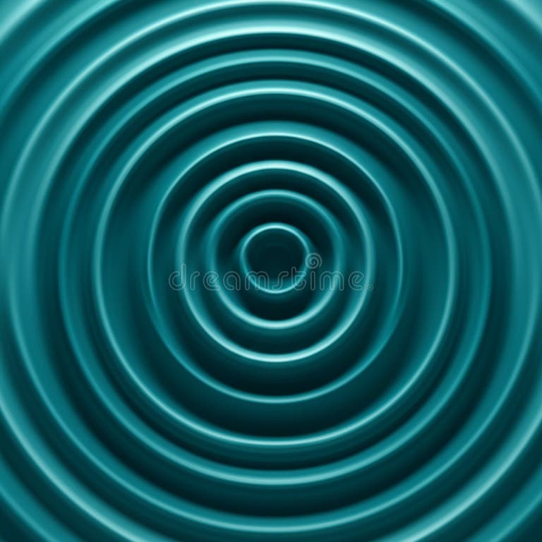 Concentric Circles Form a Ripple Pattern Across a Smooth, Teal Surface ...