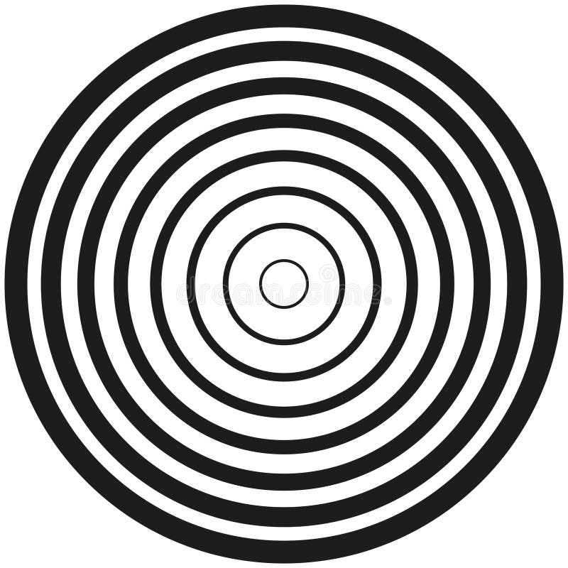 Concentric Circles Icon. Expanding Radial Lines. Black and White Vector ...