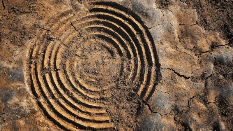 Concentric Circles Pattern in Dry Cracked Earth Surface Gathering of ...