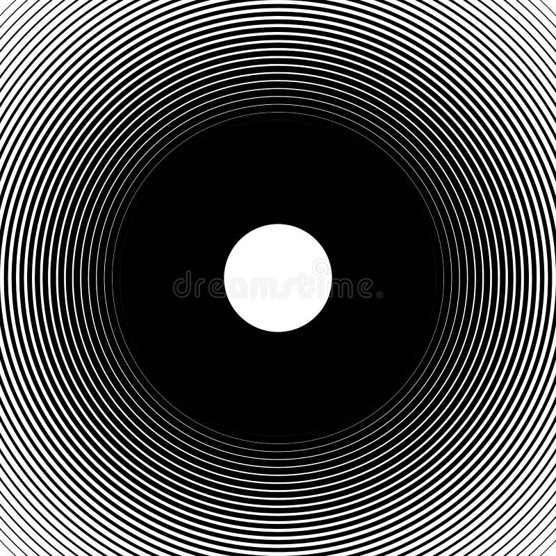 Concentric Circles, Radial Lines Patterns. Monochrome Abstract Stock ...