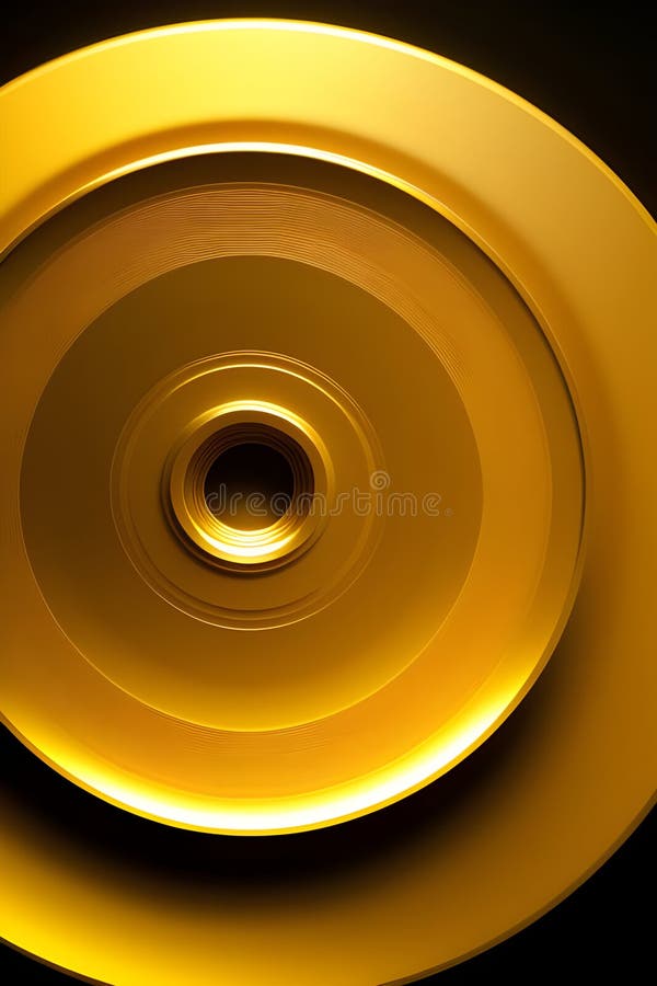 Floating Gold Discs Abstract Background with Light and Shadow Effects ...