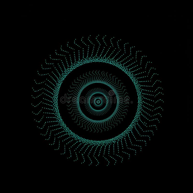 A Concentric Circular Pattern of Turquoise Dots Forms a Spiral on a ...
