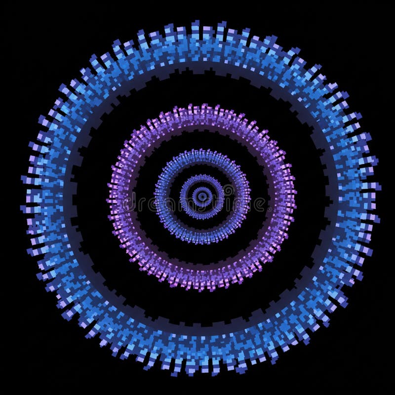 Concentric Circular Patterns Composed of Pixelated Blocks in Shades of ...