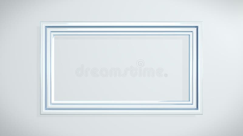 3 Concentric Frames on the White Wall with Blue Shadow Light Effect ...