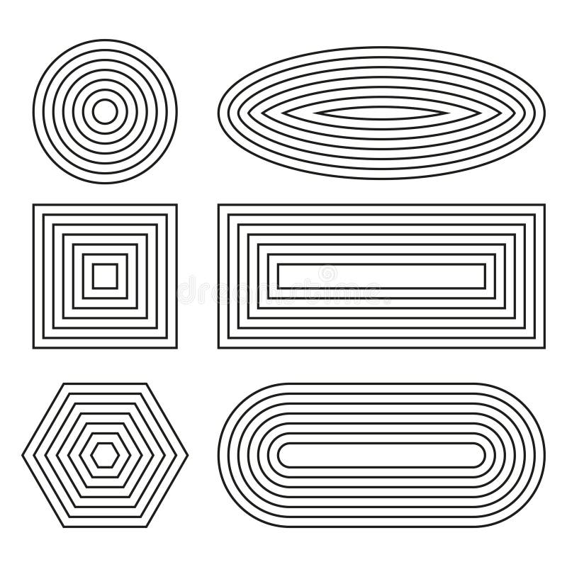 Concentric Geometric Shapes. Vector Outline Set. Minimalist Pattern ...