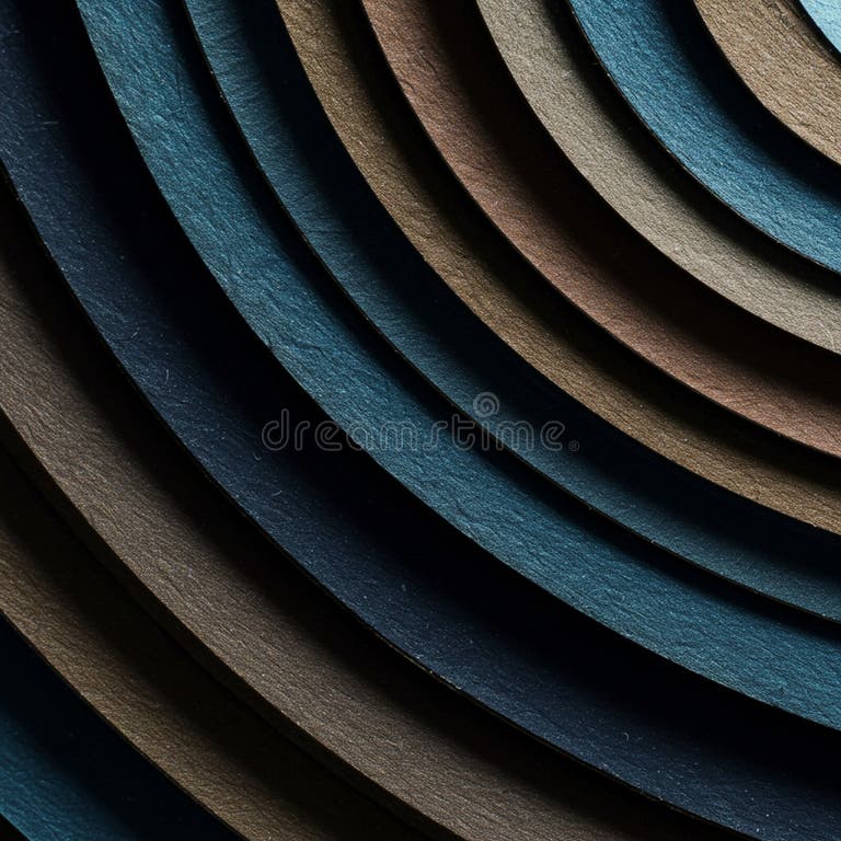 Concentric Layers of Textured Paper in Shades of Blue and Brown Create ...