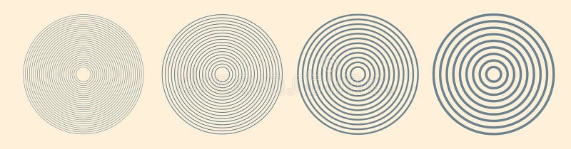 Concentric Line Circles Thin Strokes To Thick Stripes Vector Graphic ...