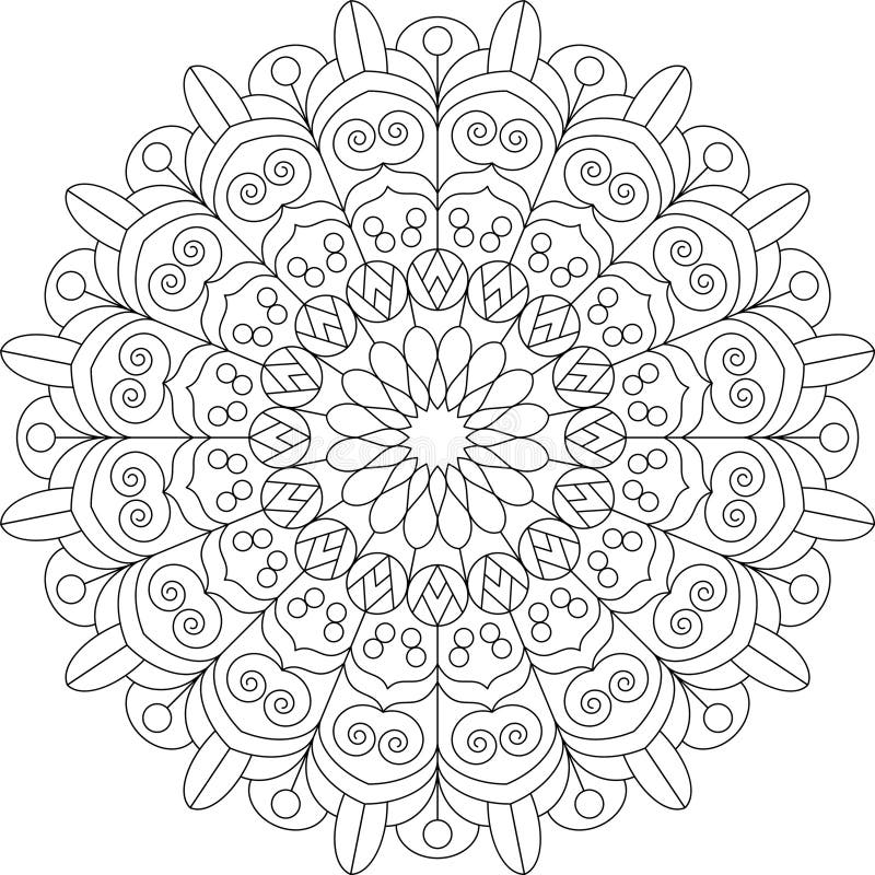 Concentric Mandala Vector for Structured Coloring Stock Illustration ...