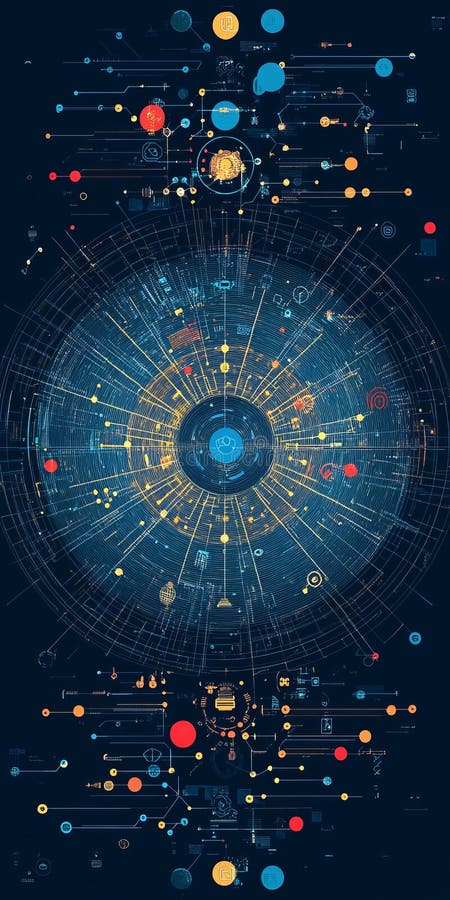 Concentric Pattern Layout of IoT Circles Layered in Blue Colors Stock ...