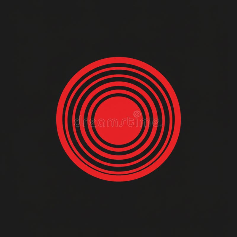 Concentric Red Circles on a Black Background Stock Illustration ...
