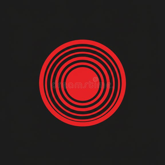 Concentric Red Circles on a Black Background Stock Illustration ...