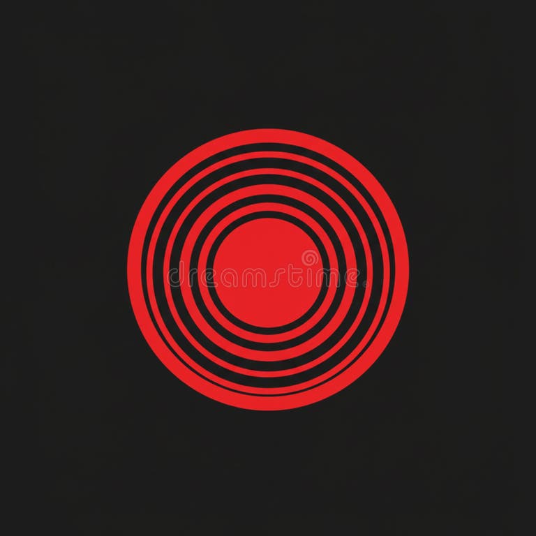 Concentric Red Circles on a Black Background Stock Illustration ...