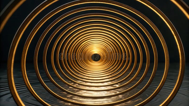Concentric Rings of Gold Expanding and Shifting Up Create Stock ...