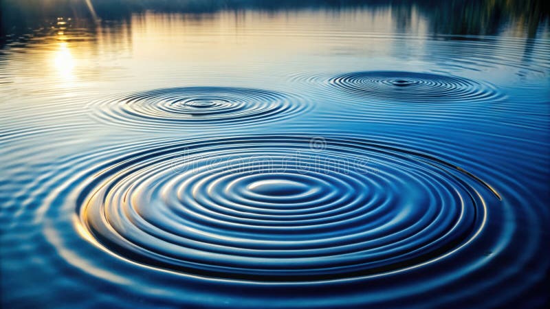 Concentric Ripple Circles in Tranquil Water Creating a Serene and ...