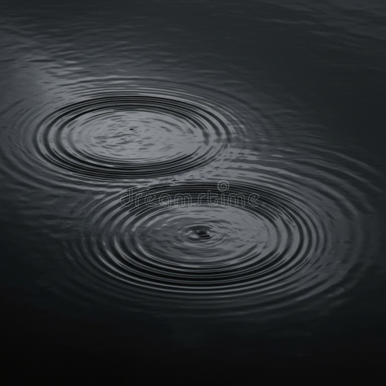 Concentric Ripples Expand Across the Surface of Dark Water. Two Main ...