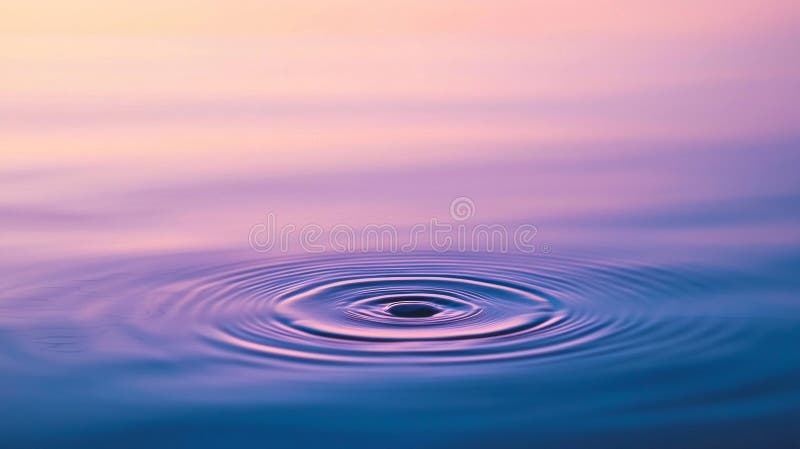 Concentric Ripples Expanding Across a Calm Lake Surface at Sunset ...