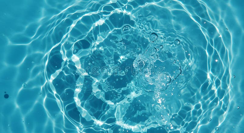 Concentric Ripples and Splash in Clear Pool Water Stock Photo - Image ...