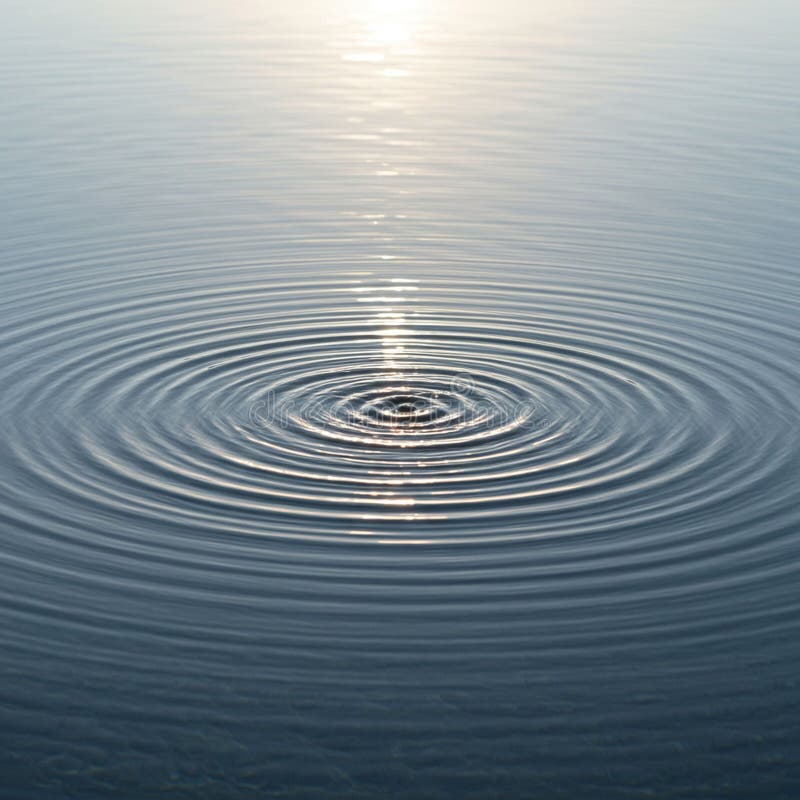 Concentric Ripples Spread Across a Calm Water Surface, Reflecting Soft ...