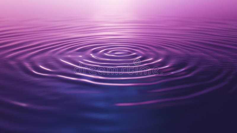 Concentric Ripples are Spreading Out on a Purple Liquid Surface from a ...