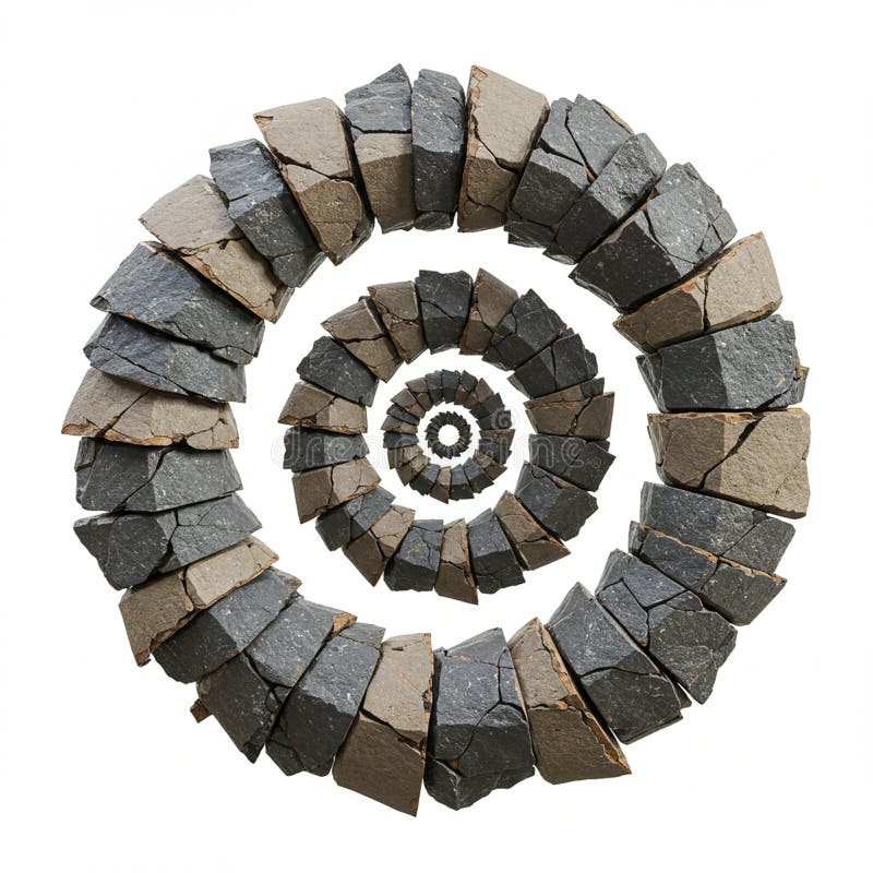 Concentric Spirals Made from Irregularly Shaped Stones, Alternating ...