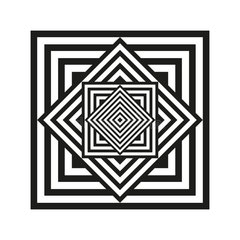Concentric Square Illusion. Diamond Contour Shape. Optical Depth ...