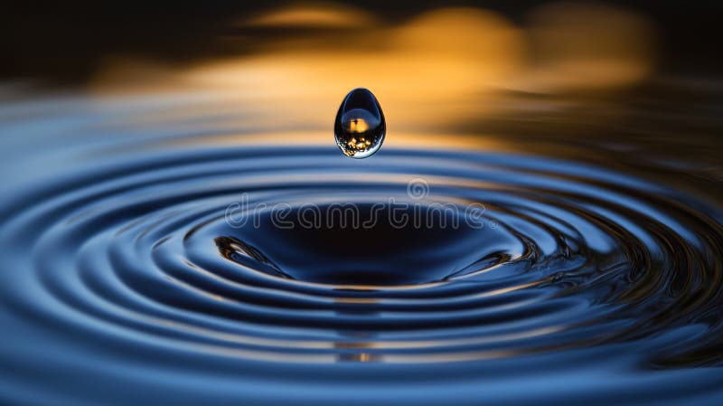 Concentric Water Ripples and Falling Water Droplet, Abstract Background ...