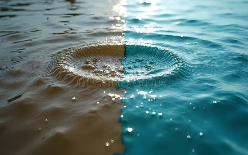 Concentric Waves are Expanding on a Surface with Two Different Colored ...