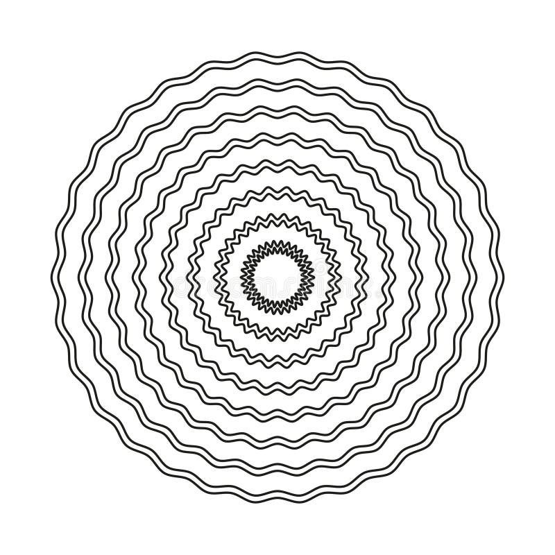 Concentric Wavy Circles. Geometric Pattern Design. Black and White ...