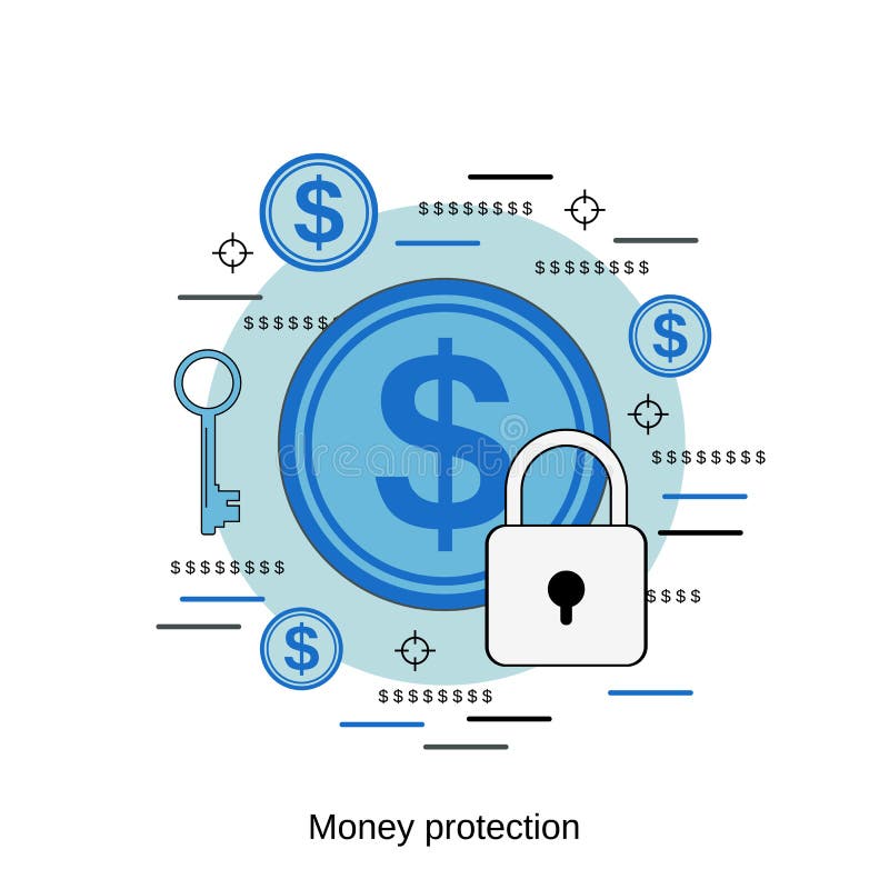 Money Protection, Financial Security, Online Banking Flat Design Vector ...