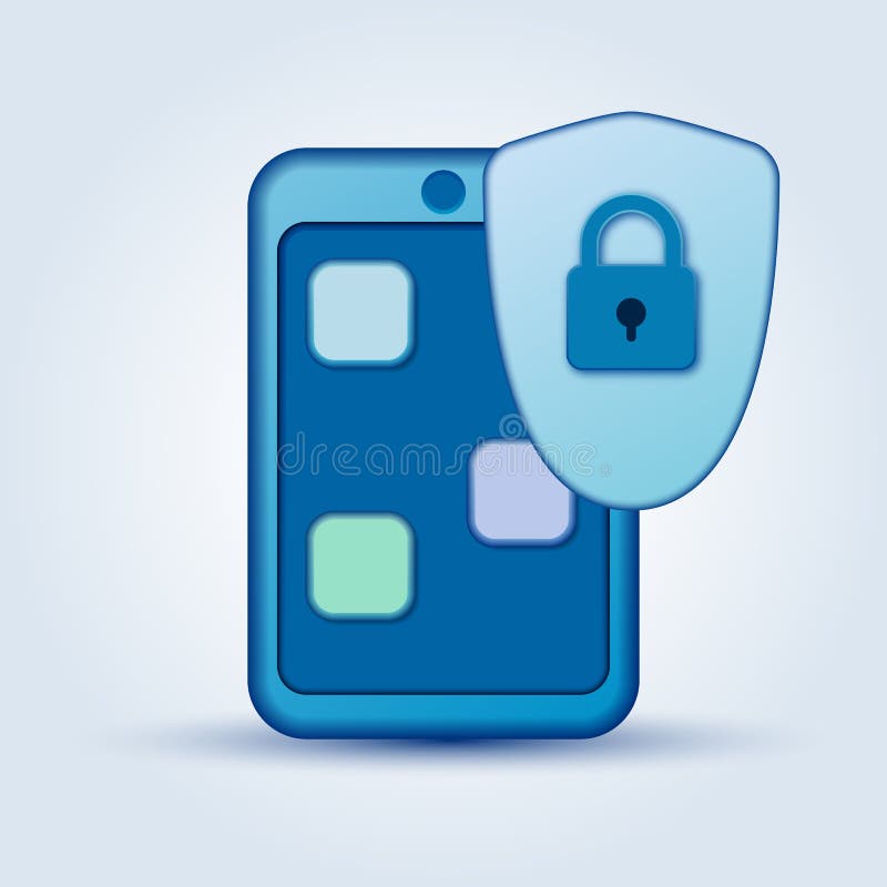 Mobile Phone Protection, Information Security Cartoon Style Vector ...