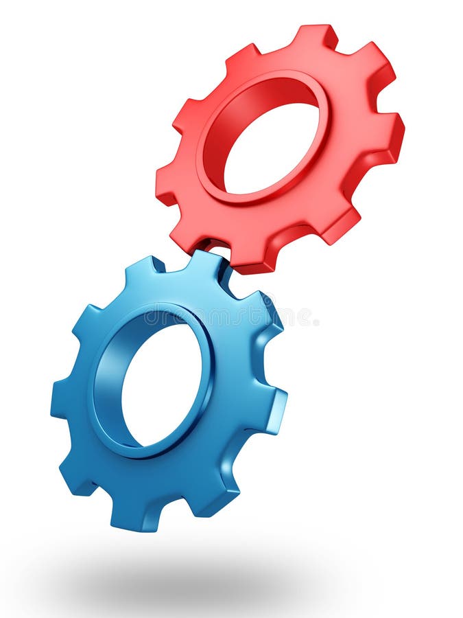 Concept 3d Red and Blue Gears with Shadow Stock Illustration ...