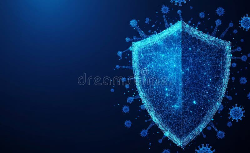 Concept of an Abstract Blue Guard Shield Being Attacked by Red Viruses ...