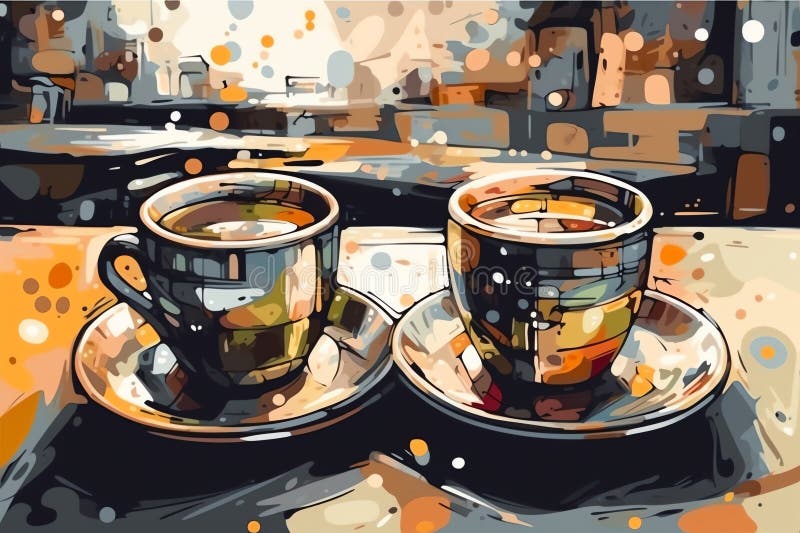 A Abstract Cups Full of Expresso in Background, Art Style, Kitchen ...