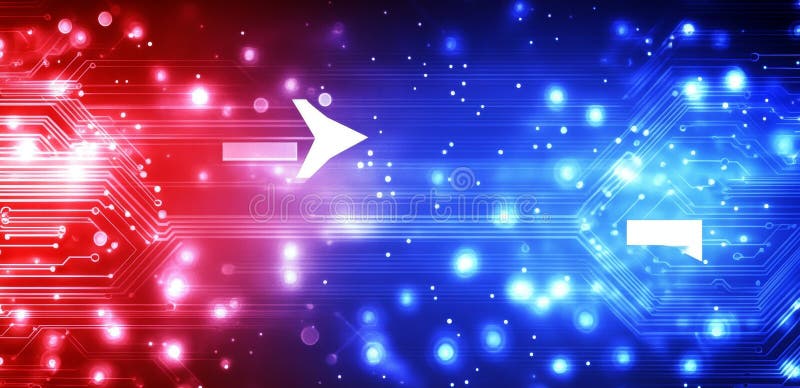 Concept Of Abstract Digital Binary Code Featuring Glowing Red And Blue