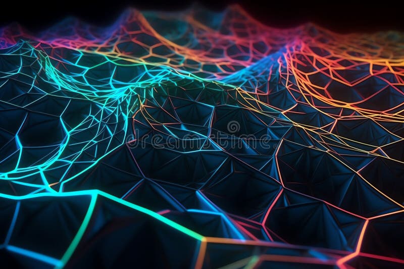 Abstract Pattern with Wireframe and Nice Colorful Glow Design 3d ...