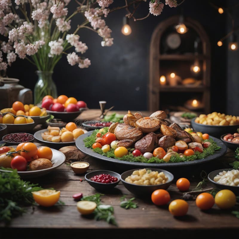 Abstract Spring Feast Background. Generative AI Stock Illustration ...