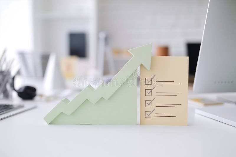 Concept of Achievement and Progress with Upward Graph and Completed ...